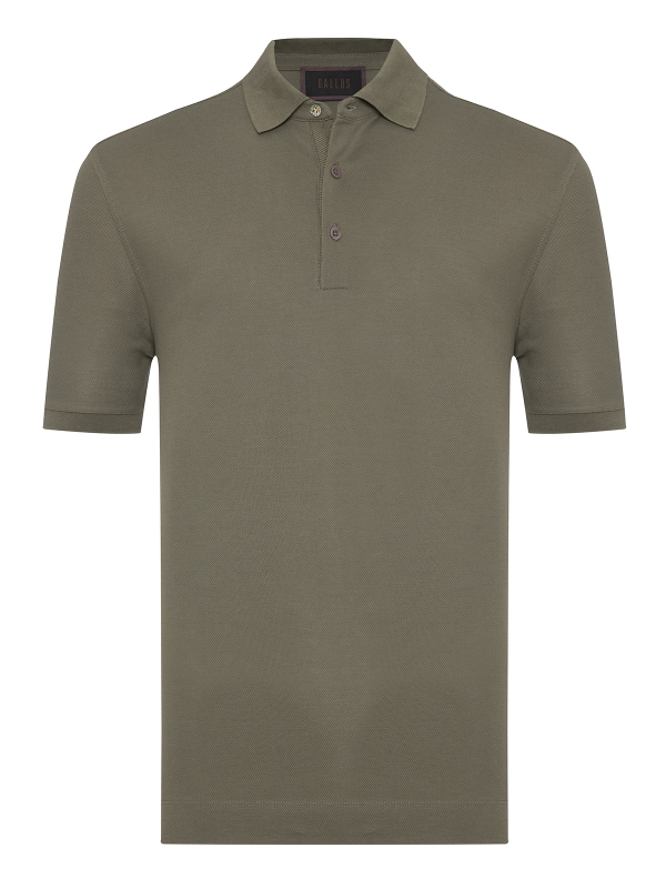 Gallus Olive Green Polo Collar Pique Cotton Regular Fit T-Shirt - Germirli